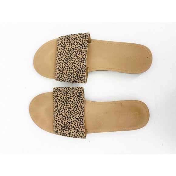 LOFT | Shoes | Loft Womens Flat Sandal Slides Size 8 Tan Black Polka ...